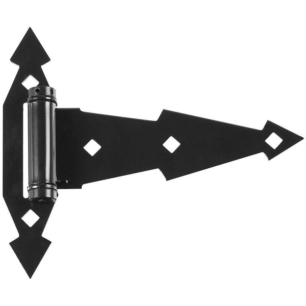 Decorative Spring T Hinges - Black - 7 Inches - 2 Pack - Wild West Hardware