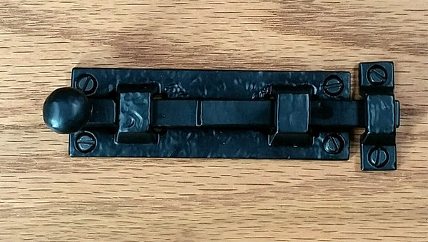 Small Surface Slide Bolt with round "Ball" handle - Wild West Hardware