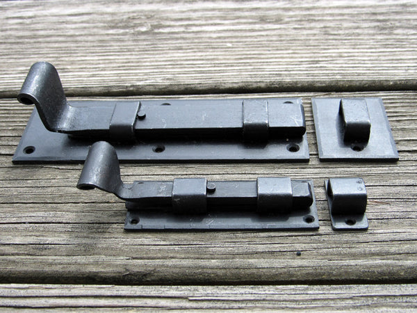 Colonial Surface Slide Bolt with curled handle - Wild West Hardware